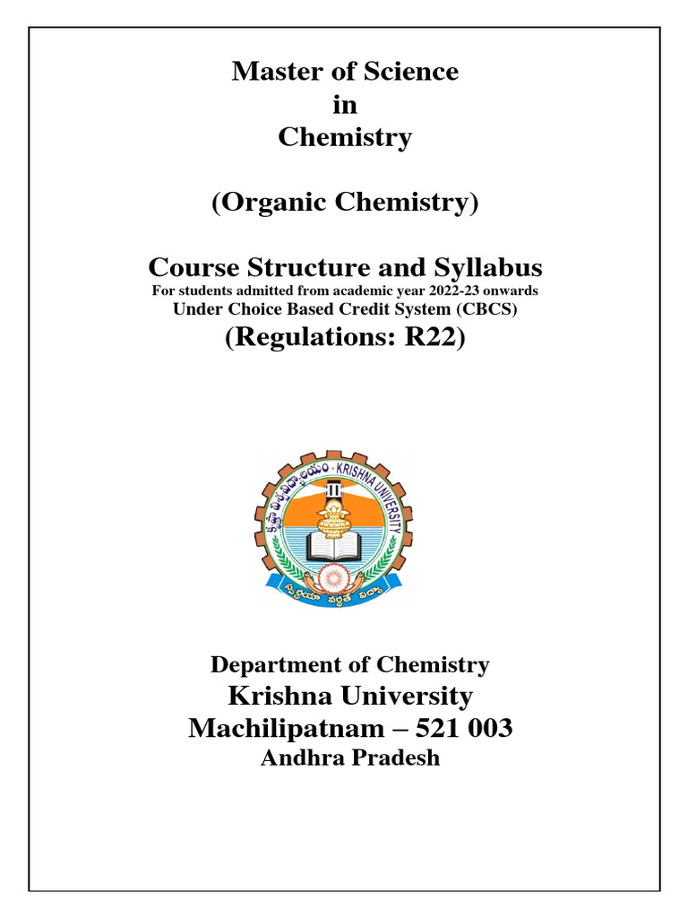 M.SC Organic Chemsitry - Course Structure Curriculum - R 22 Regulations ...