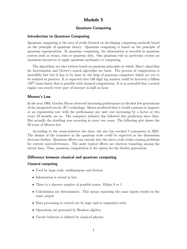 Module 5 - Quantum Computing-01 | PDF | Quantum Computing | Quantum Mechanics