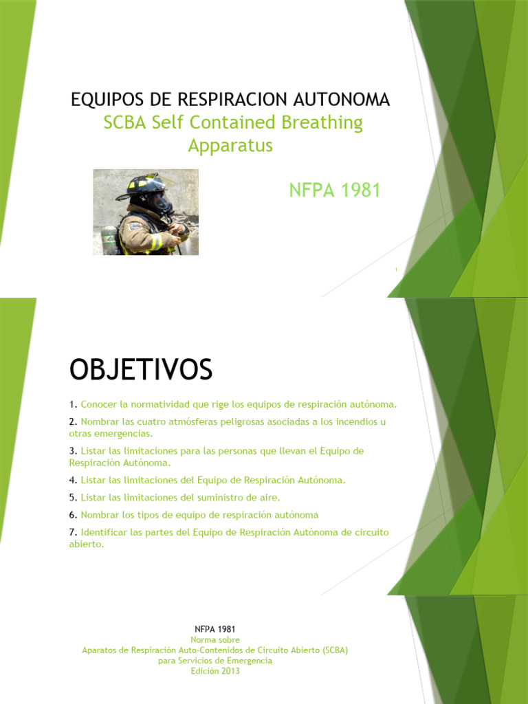 Scba Equipos De Respiración Autónoma Pdf Química