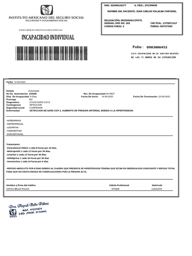 Incapacidad IMSS | PDF