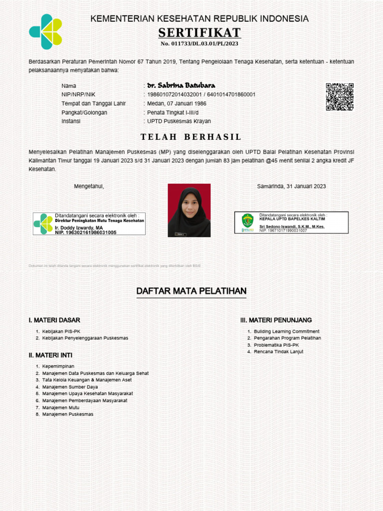 Sertifikat MP 2023 | PDF