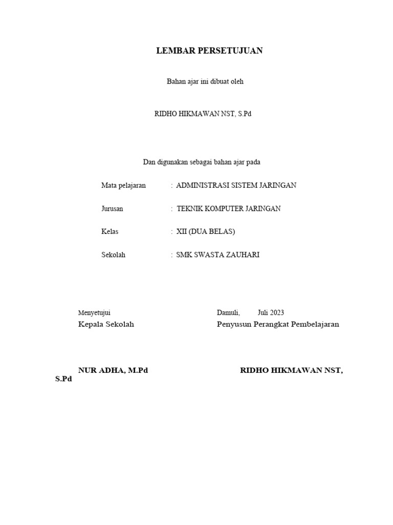 Lembar Pengesahan Modul Ajar | PDF