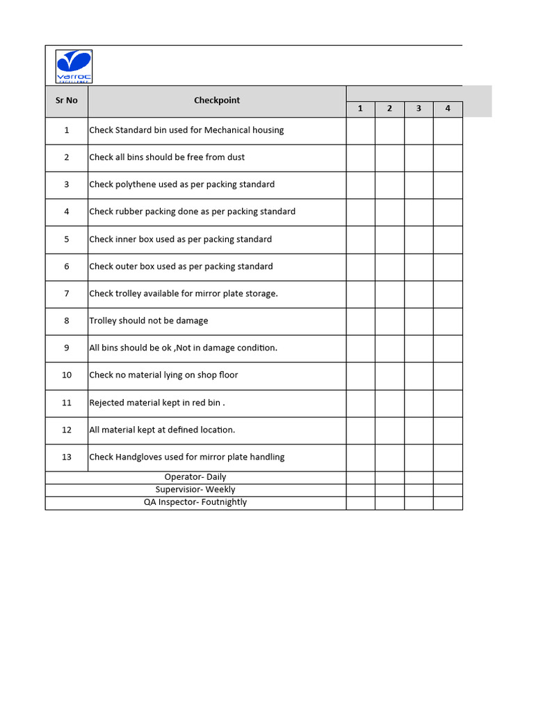 Material Handling Checksheet | PDF