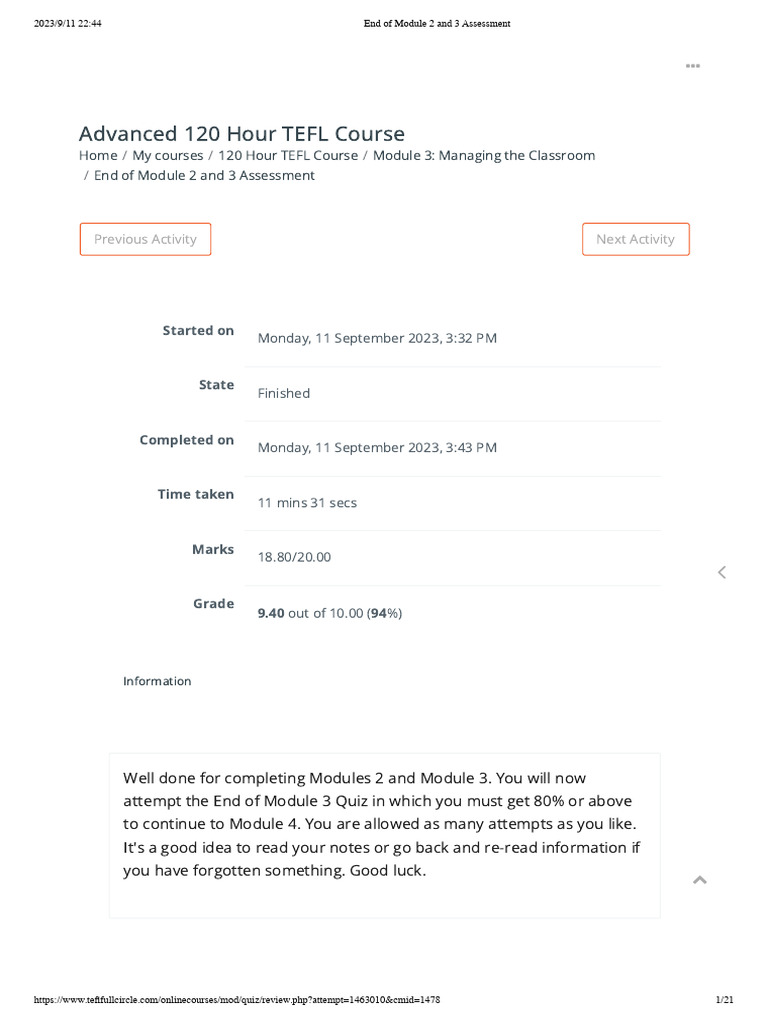 End of Module 2 and 3 Assessment | PDF | Learning | Metacognition