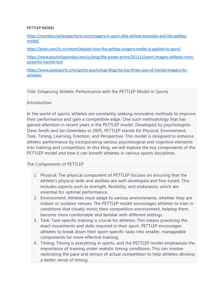 Pettlep Model | PDF | Learning | Emotions
