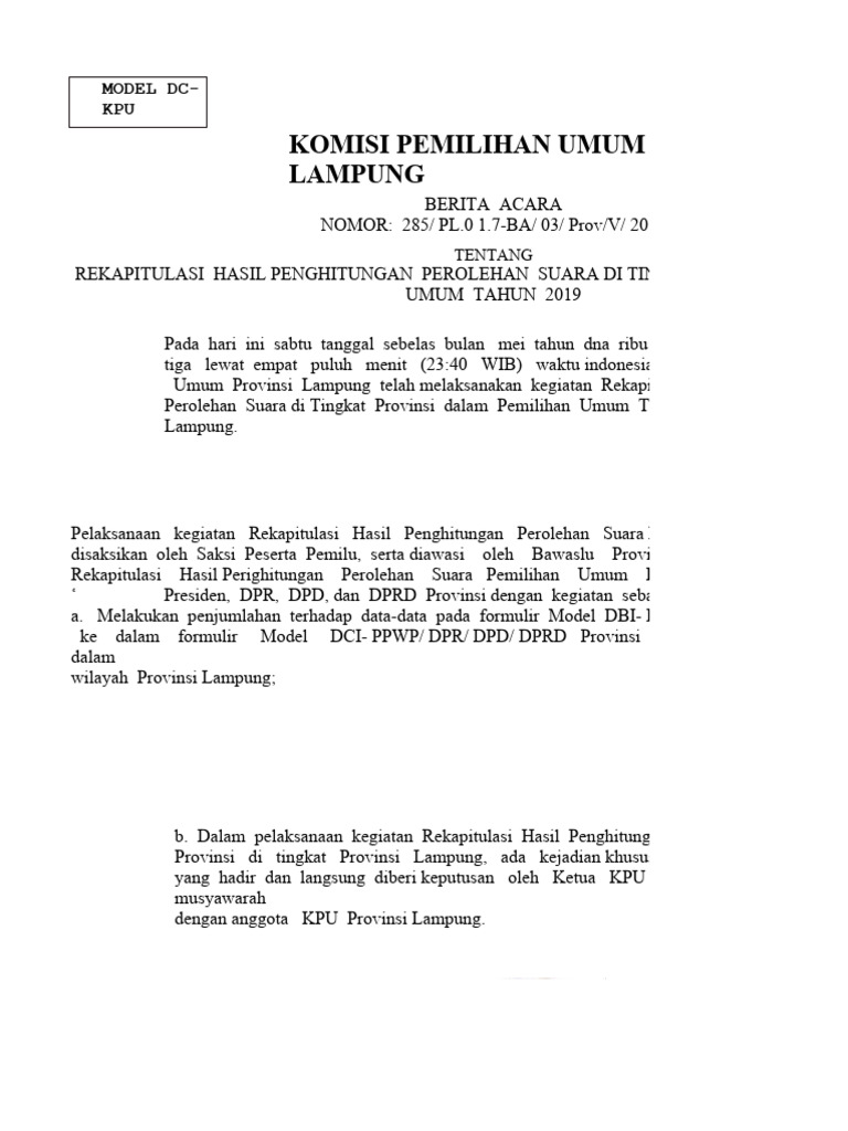 1649054143model Dc1 DPR 7 TTD 22328 Lampung Dapil Lampung I Dan II | PDF