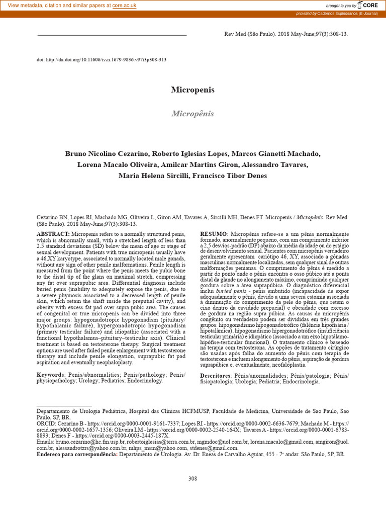 Micropenis: Micropênis | PDF | Anatomia animal | Aparelho geniturinário