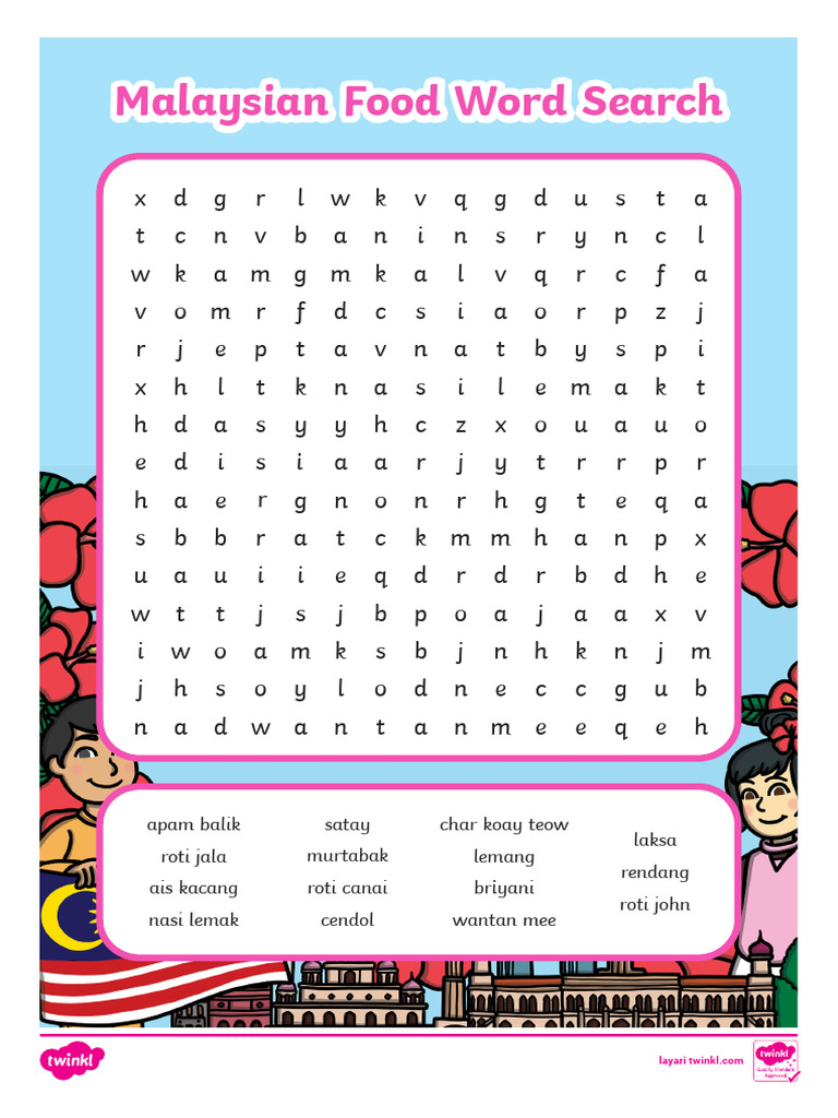 Malaysian Food Word Search Puzzle | PDF | Malaysia | Asian Cuisine