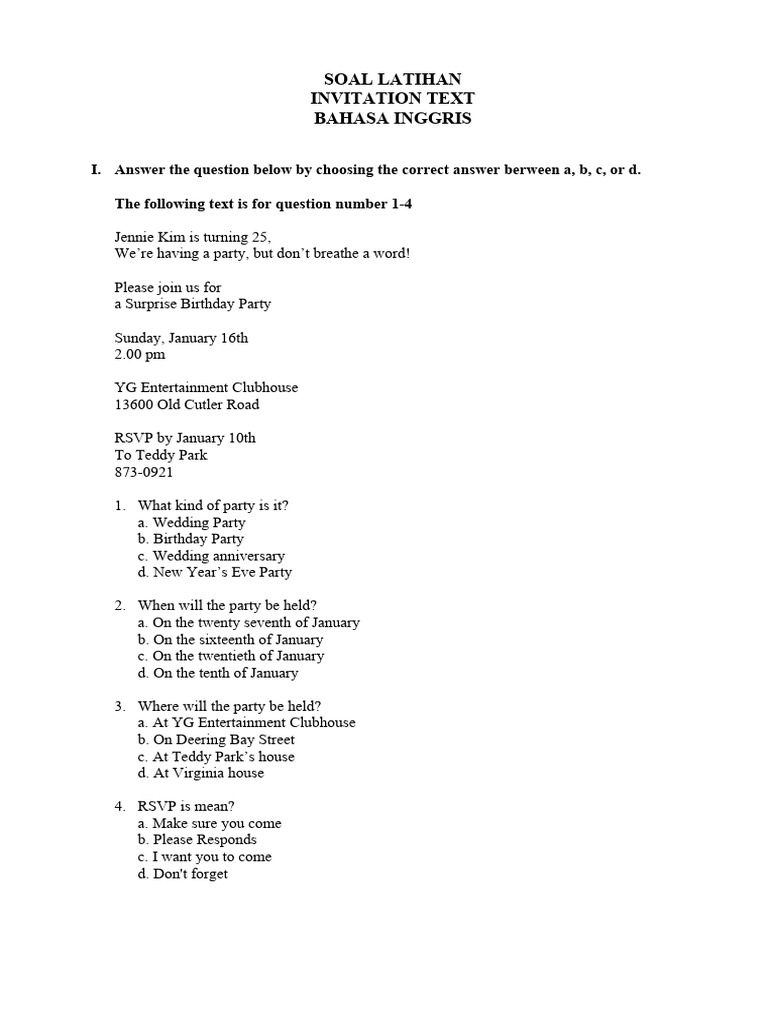 Exercise Invitation | PDF