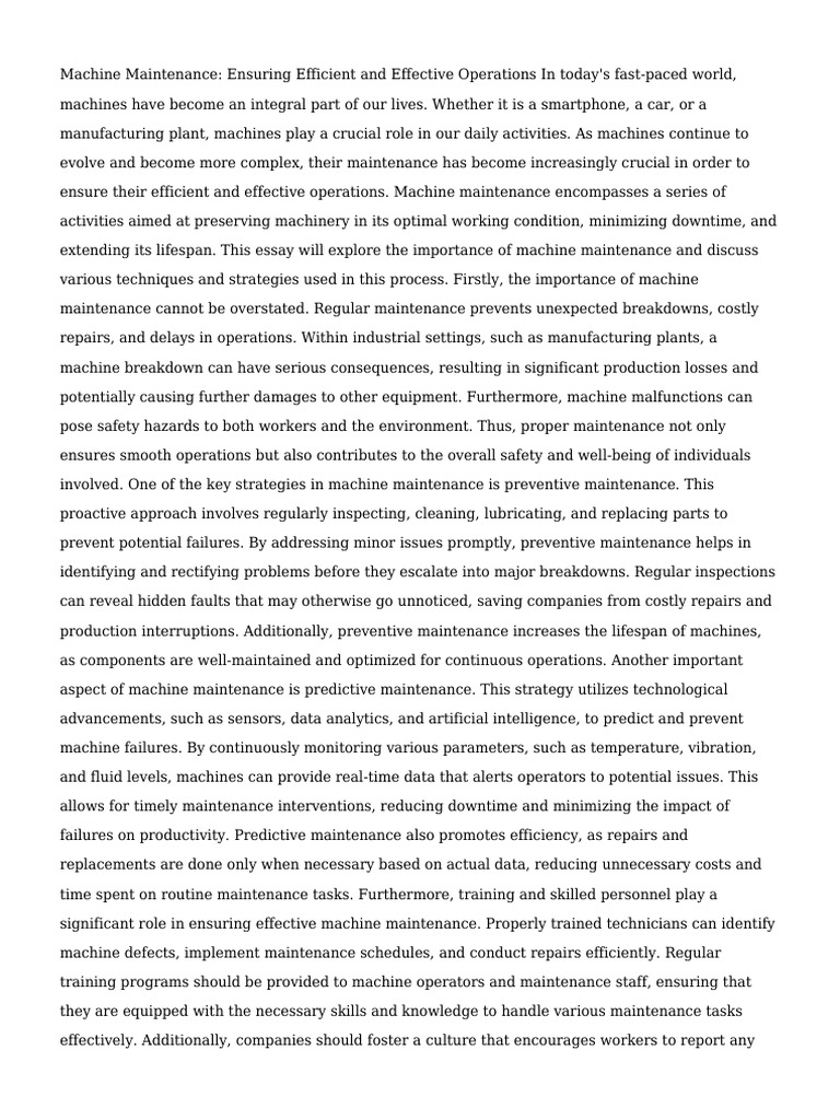 Machine Maintenance | PDF | Systems Theory | Systems Science