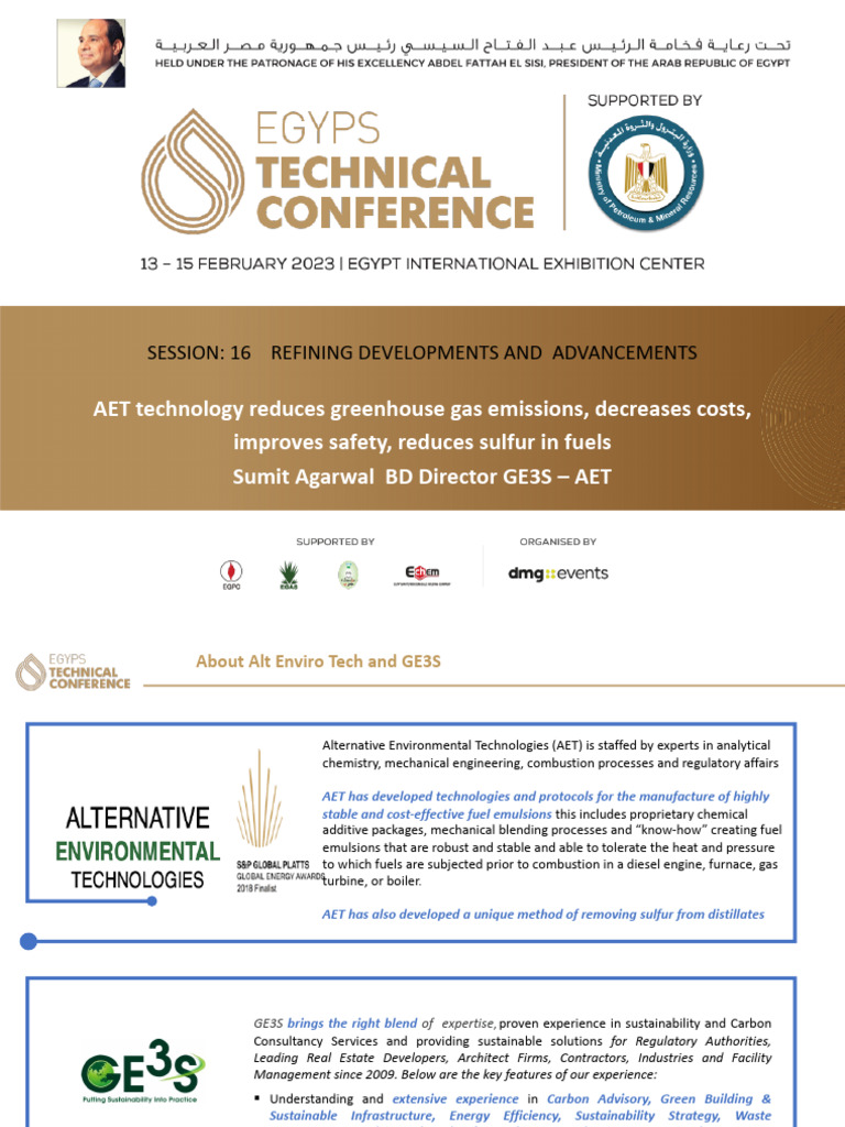 EGYPS 2023 GE3S Presentation | PDF | Combustion | Biodiesel