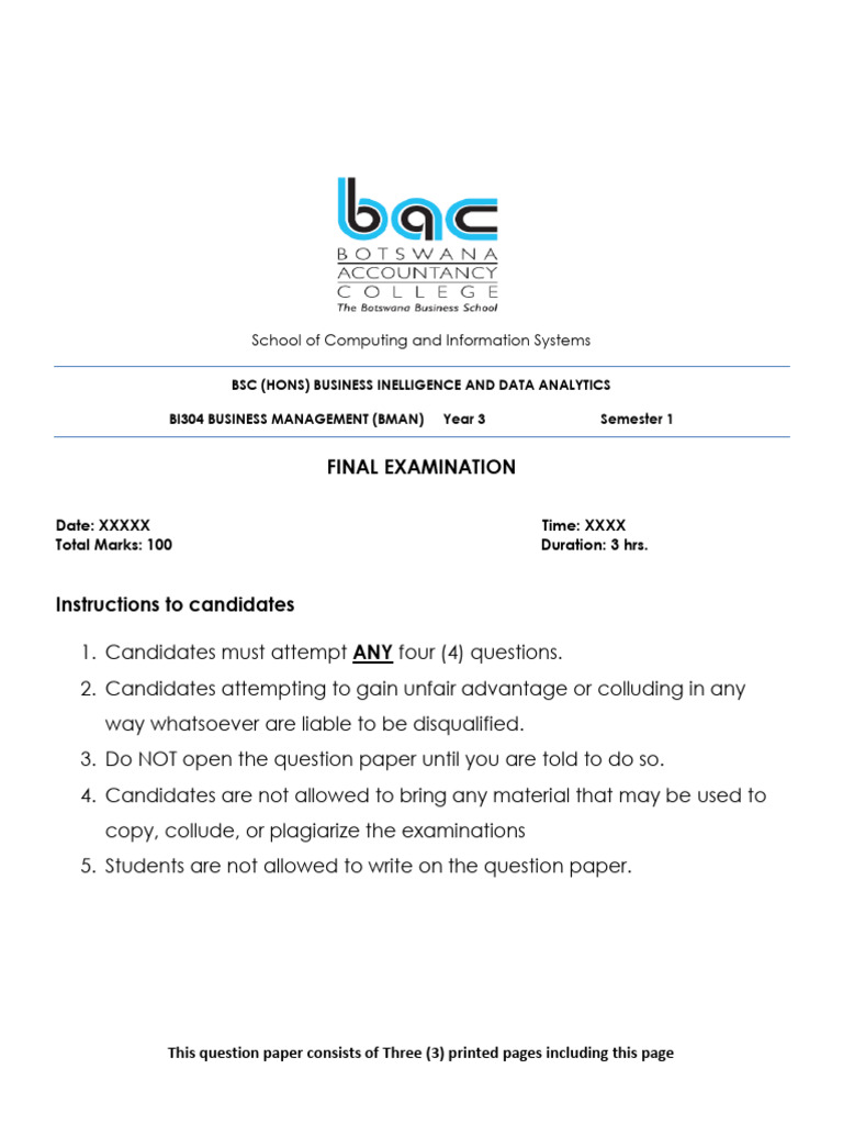 BI304 Business Management Final Exam Nov 2022 | PDF | Economics | Economies