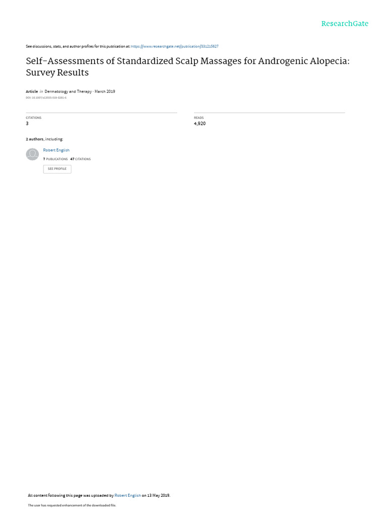 Self-Assessments of Standardized Scalp Massages Fo | PDF | Hair Loss ...