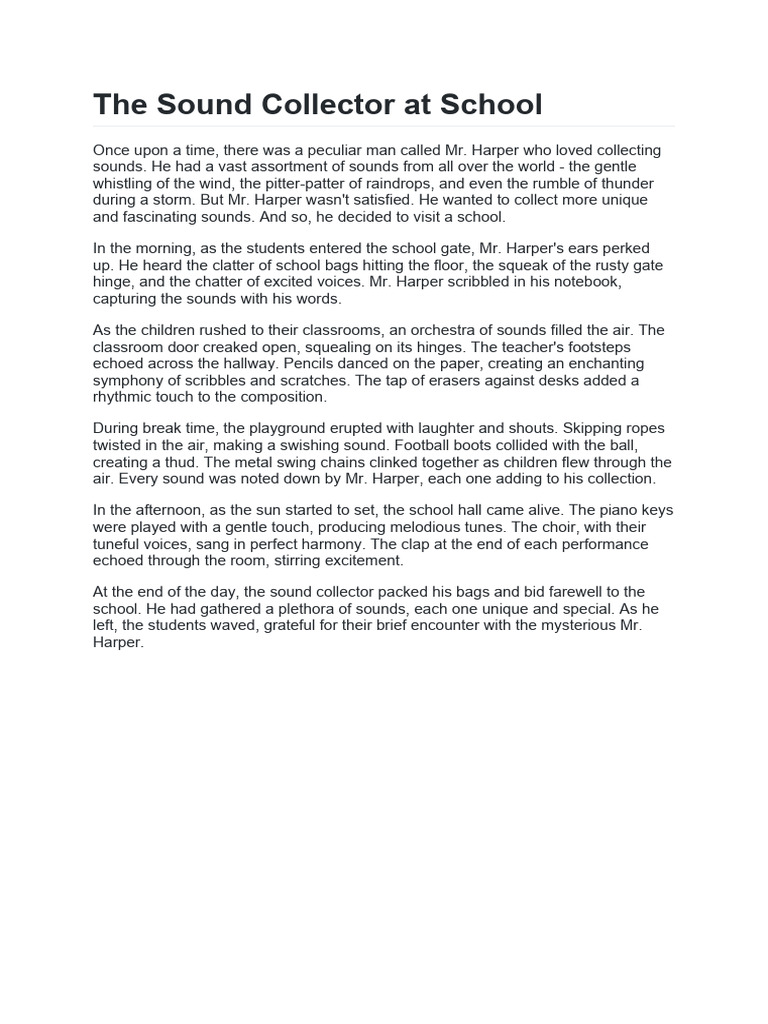 The Sound Collector at School | PDF