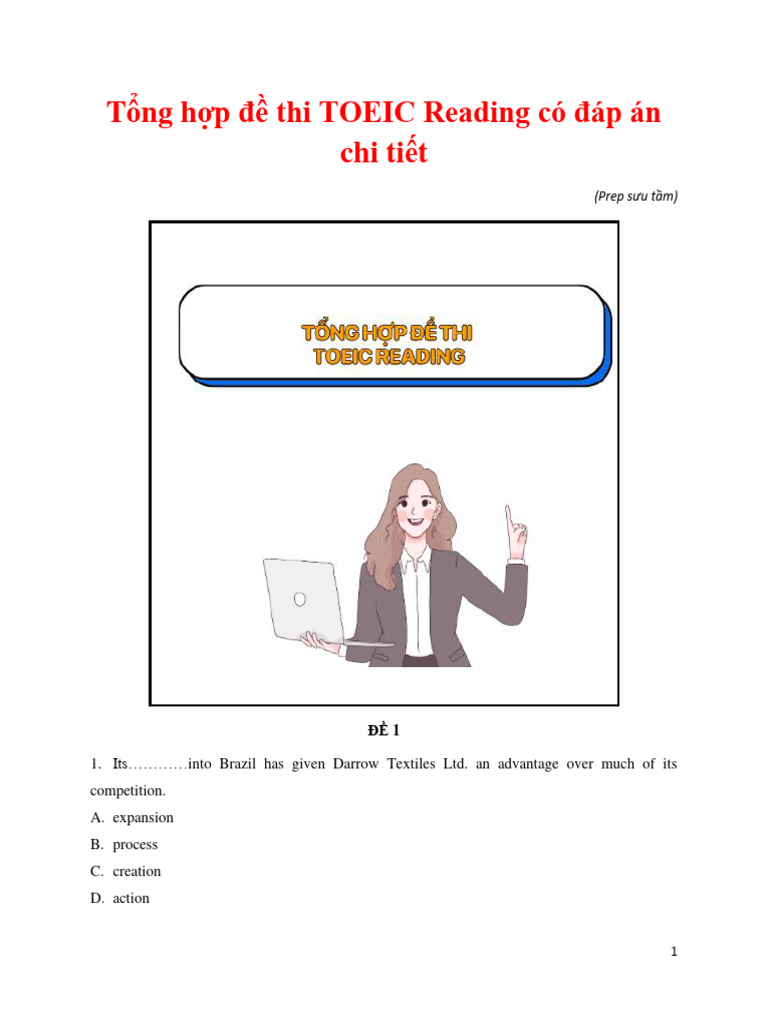 TỔNG HỢP ĐỀ THI TOEIC READING | PDF | Credit Card | Banks