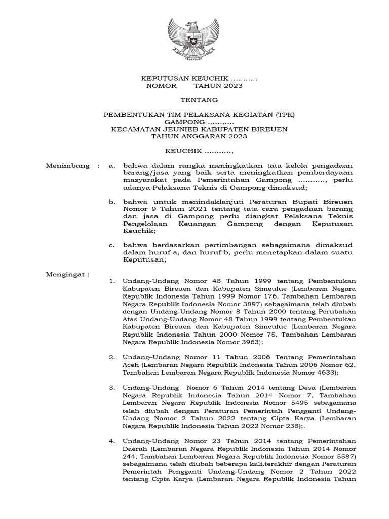 Contoh-Sk TPK Tahun 2023 | PDF