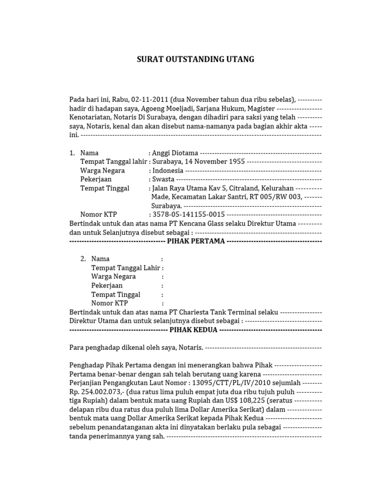 (P2-5) Surat Outstanding Utang | PDF