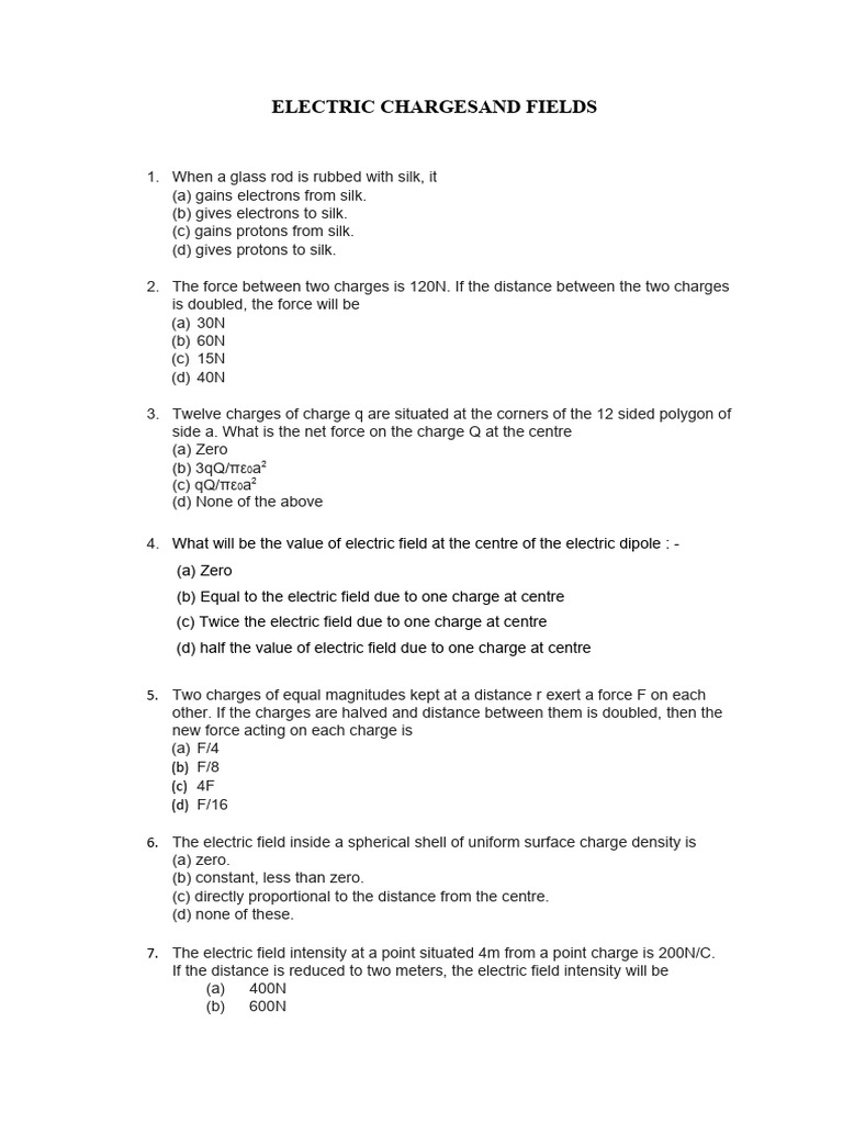 Electric Field Variation with Distance | PDF | Electric Charge ...