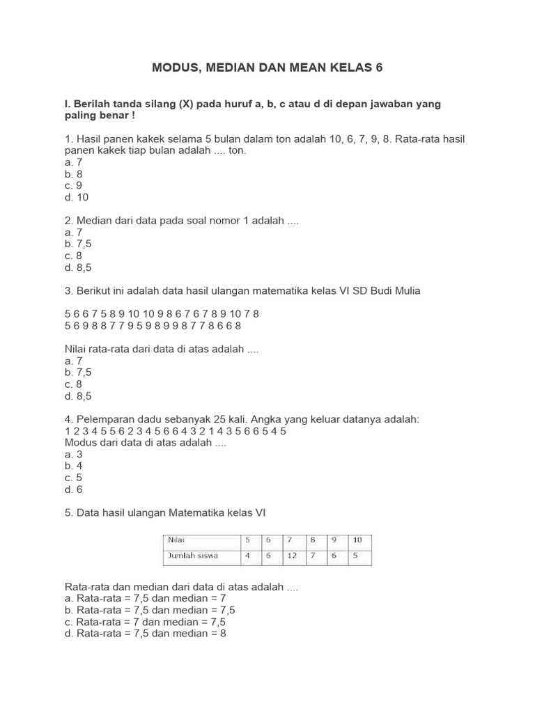 Modus Median Mean 1 | PDF