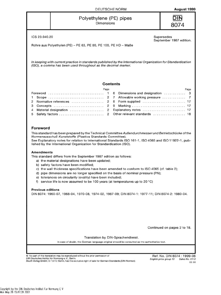 Din 8074 | PDF