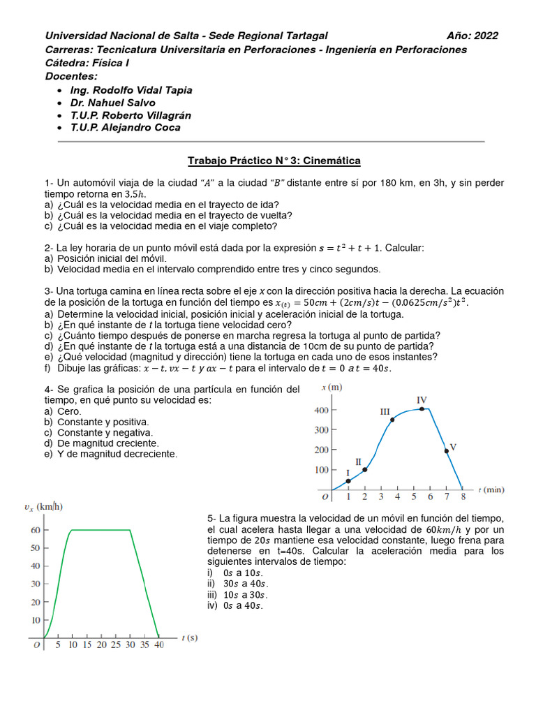 TP3 Cinematica 2022 | PDF | Velocidad | Aceleración
