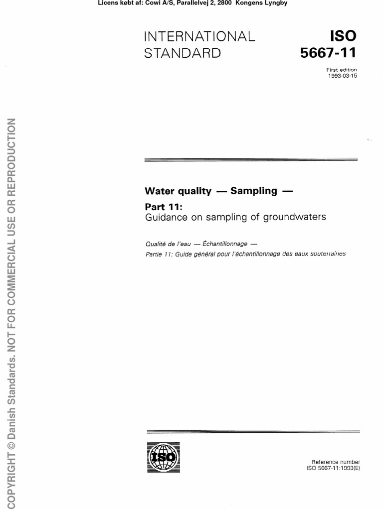 ISO 5667 (1993) - Water sampling | PDF | International Organization For ...