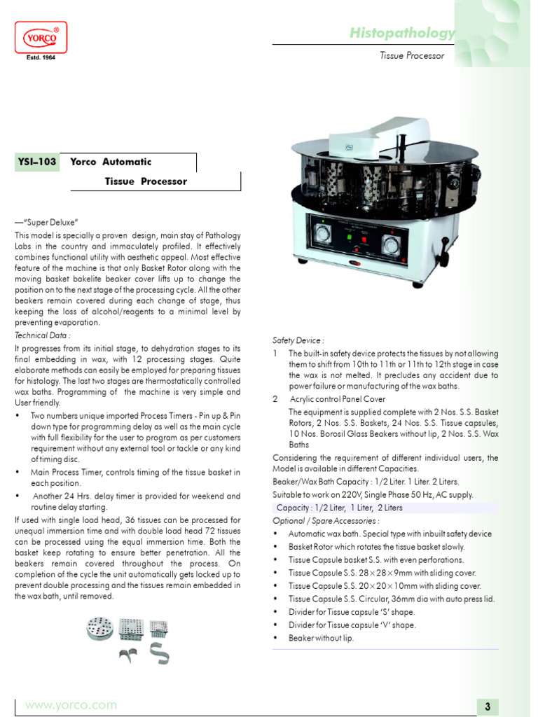 Tissue Processor | PDF | Histology | Histopathology