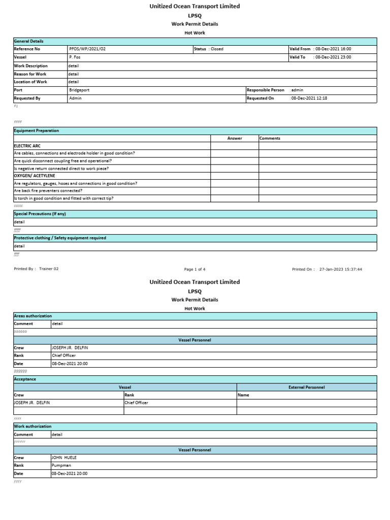 Hot Work Permit | Download Free PDF | Manufactured Goods | Equipment