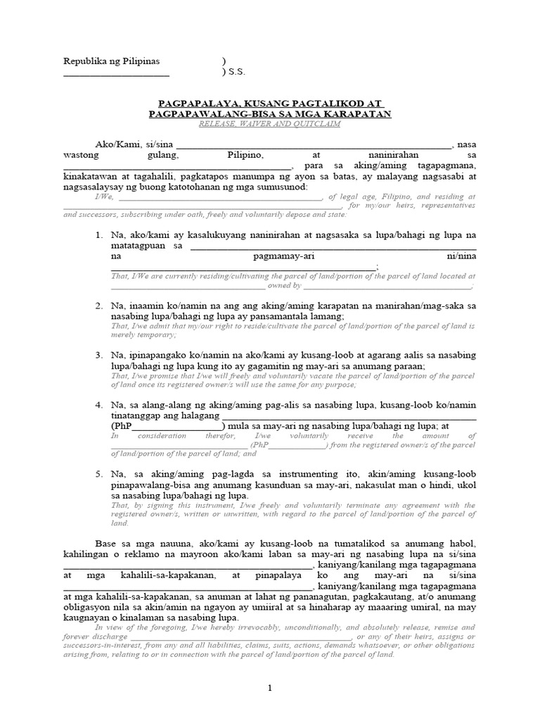 Pagpapalaya, Kusang Pagtalikod at Pagpapawalang-Bisa Sa Mga Karapatan | PDF