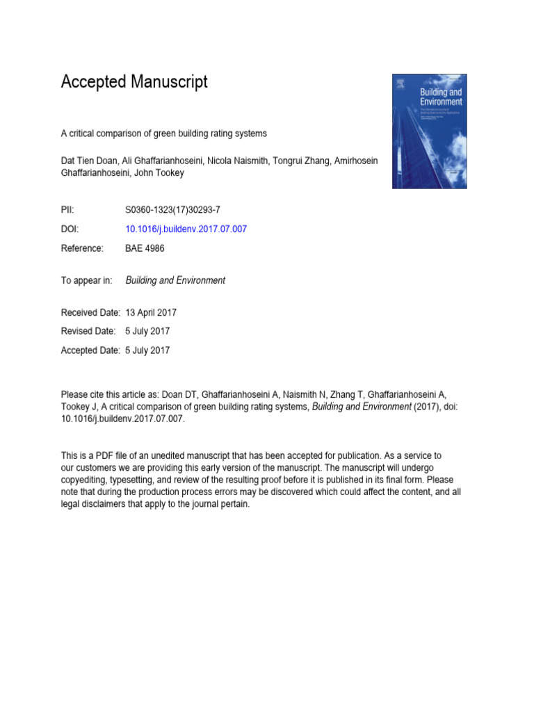 A Critical Comparison of Green Building Rating Systems | PDF ...