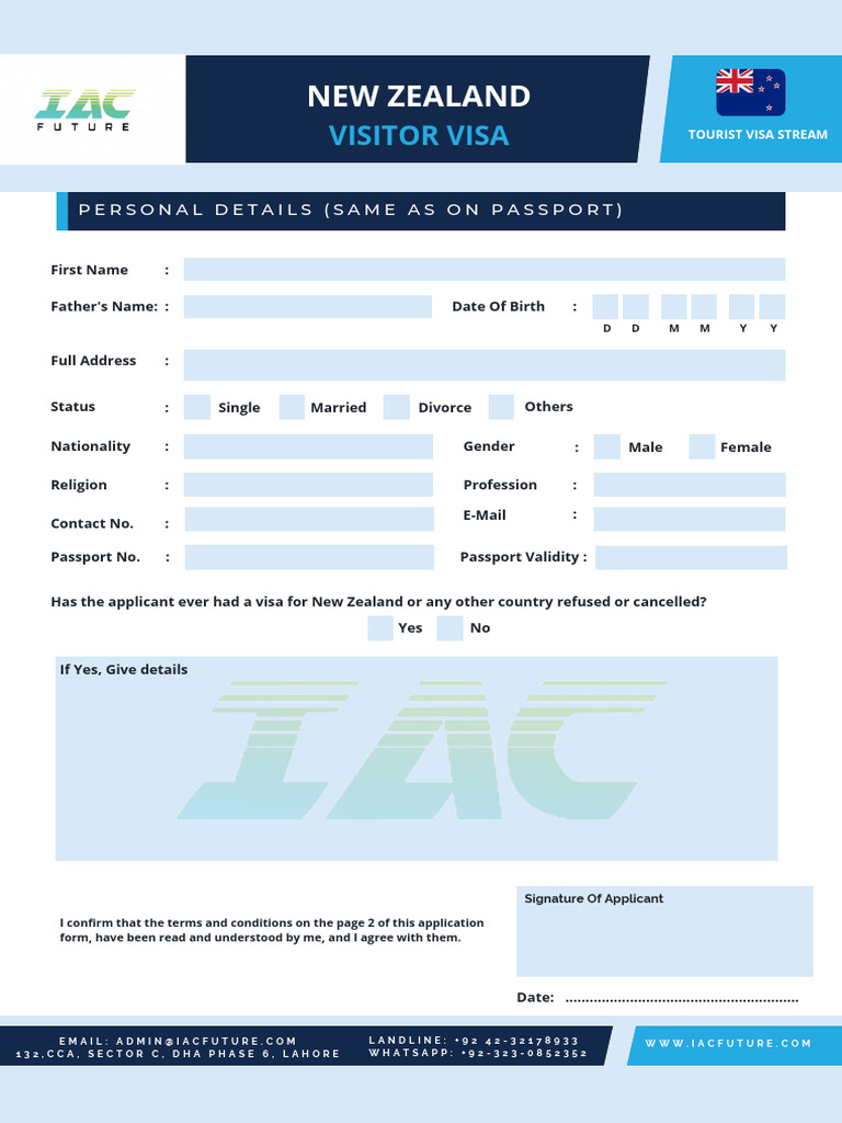 New Zealand Visit Visa Form | PDF | Travel Visa | Fee