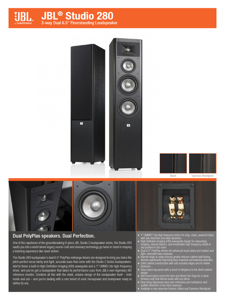 JBL Studio 280 | PDF | Loudspeaker | Sound Production Technology