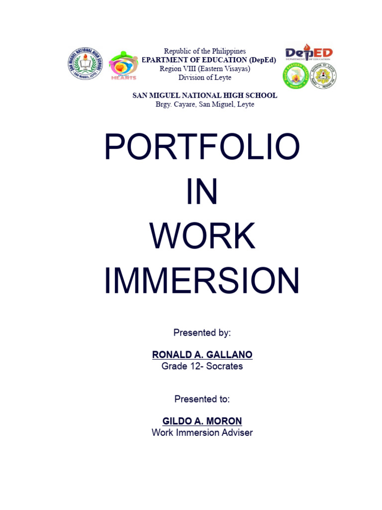 Work Immersion Portfolio Cover Page | PDF | Human Communication ...