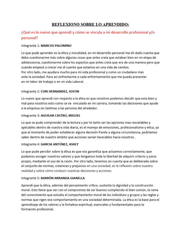 Semana 02 - Reflexión Final | PDF