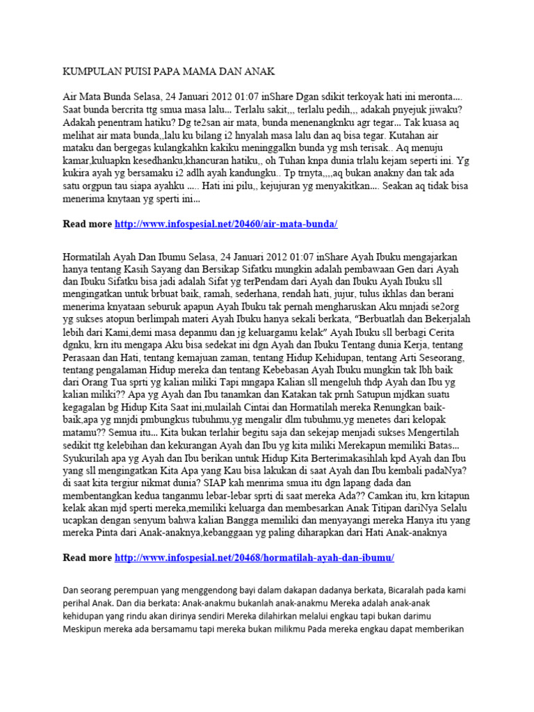 Kumpulan Puisi Papa Mama Dan Anak Pdf