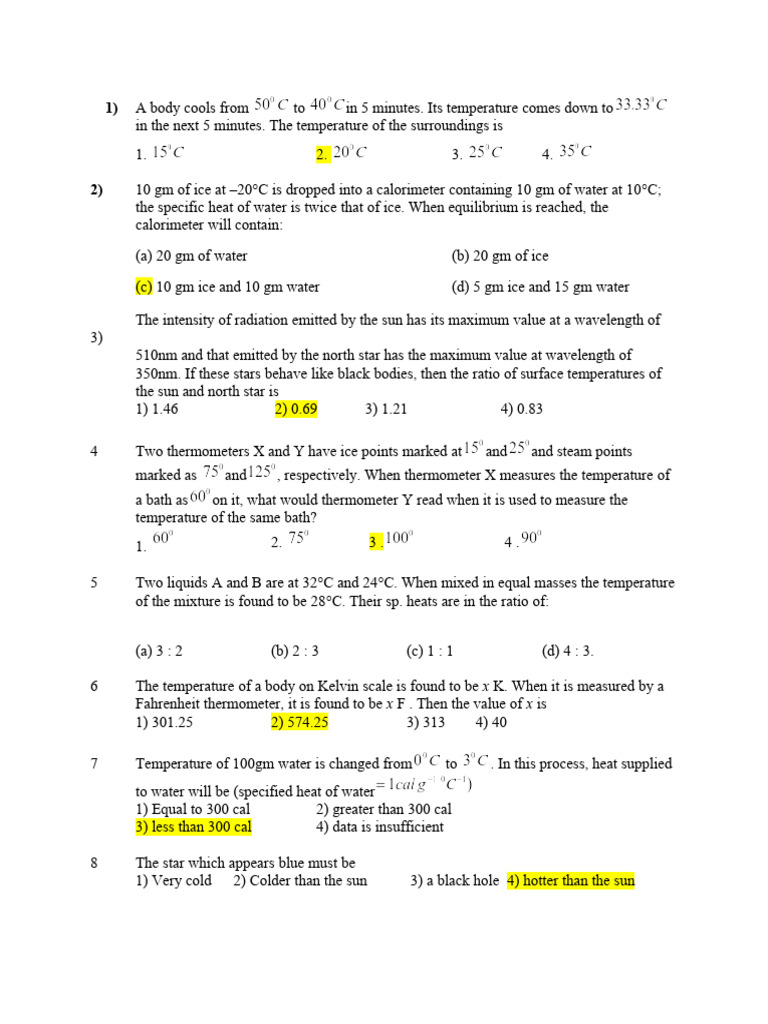 06-11-23 Thermal Properties of Matter Physics DPP | PDF | Temperature ...