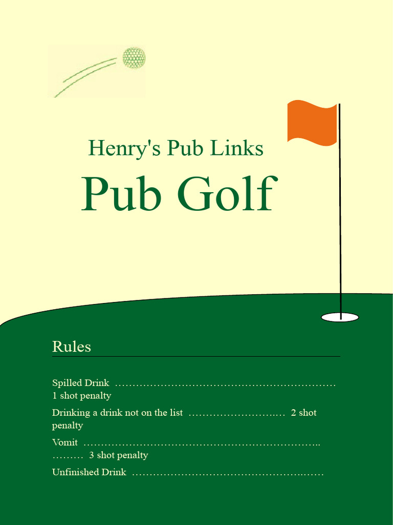 Pub Golf Rules and Scorecard Guide | PDF
