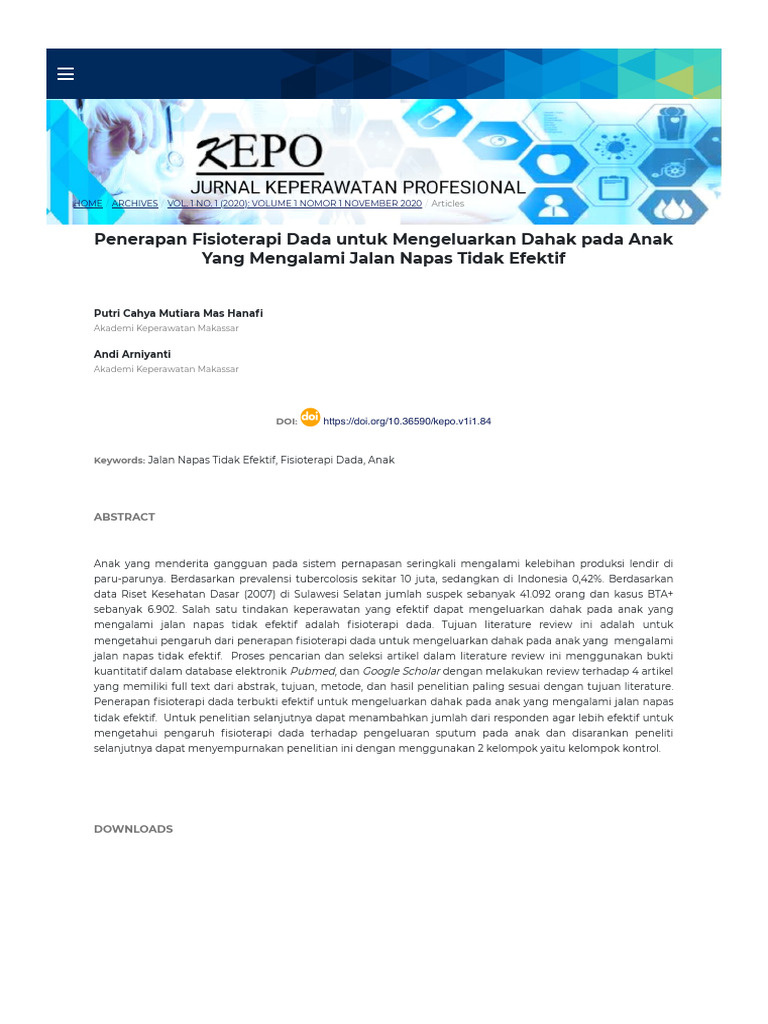 Fisioterapi Dada untuk Anak dengan Dahak | PDF