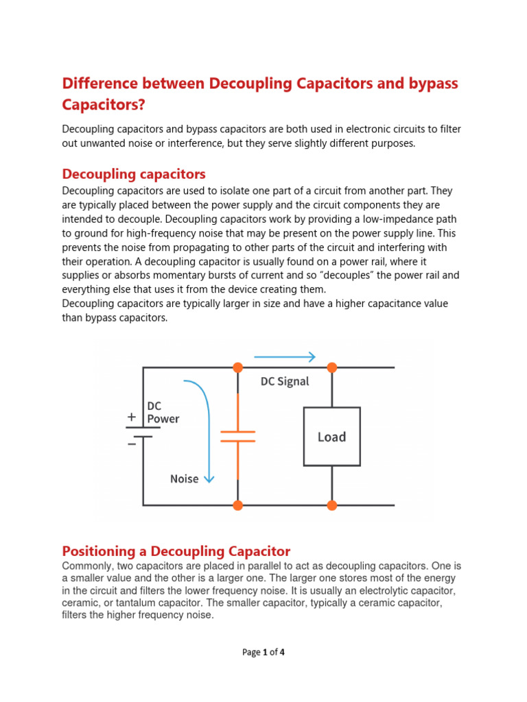 Decoupling Capacitors and Bypass Capacitors | Download Free PDF | Capacitor | Electrical Network