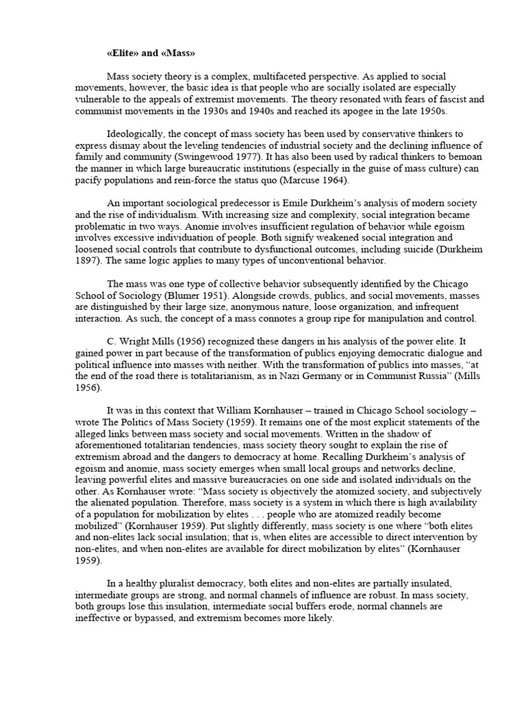 Difference Between - Elite - and - Mass | PDF | Policy | System