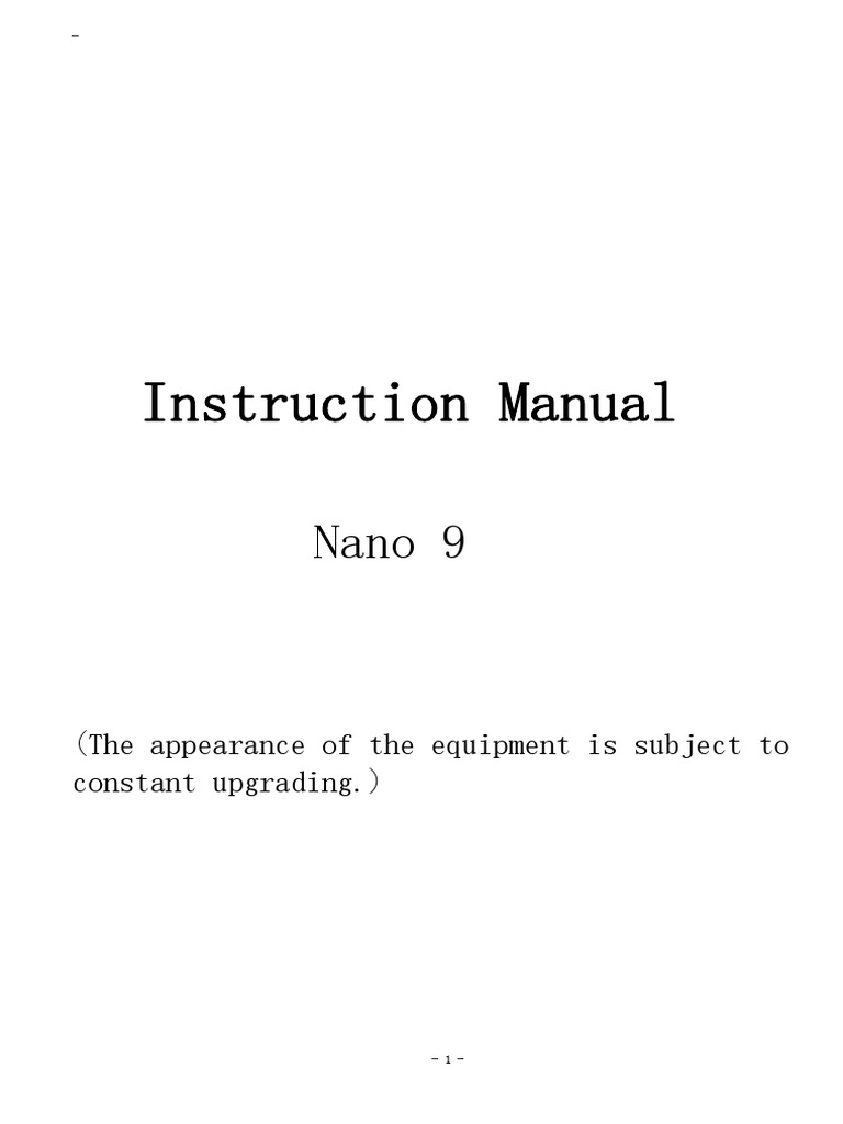 1 - Instruction Manual Nano9 | PDF | Printer (Computing) | Color