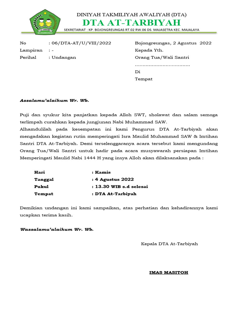 Undangan Rapat Rajaban | PDF