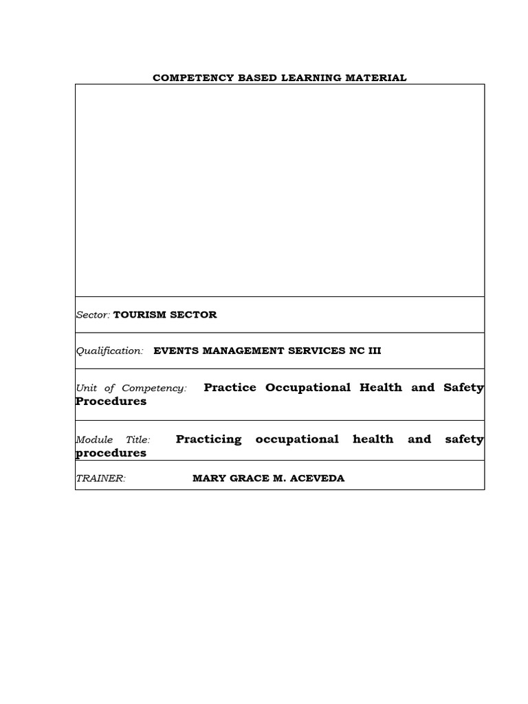 Practice Occupational Health and Safety Procedures CBLM | PDF ...