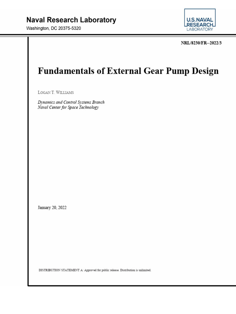 Fundamentals of External Gear Pump Design AD1169714 | PDF | Pump | Gear