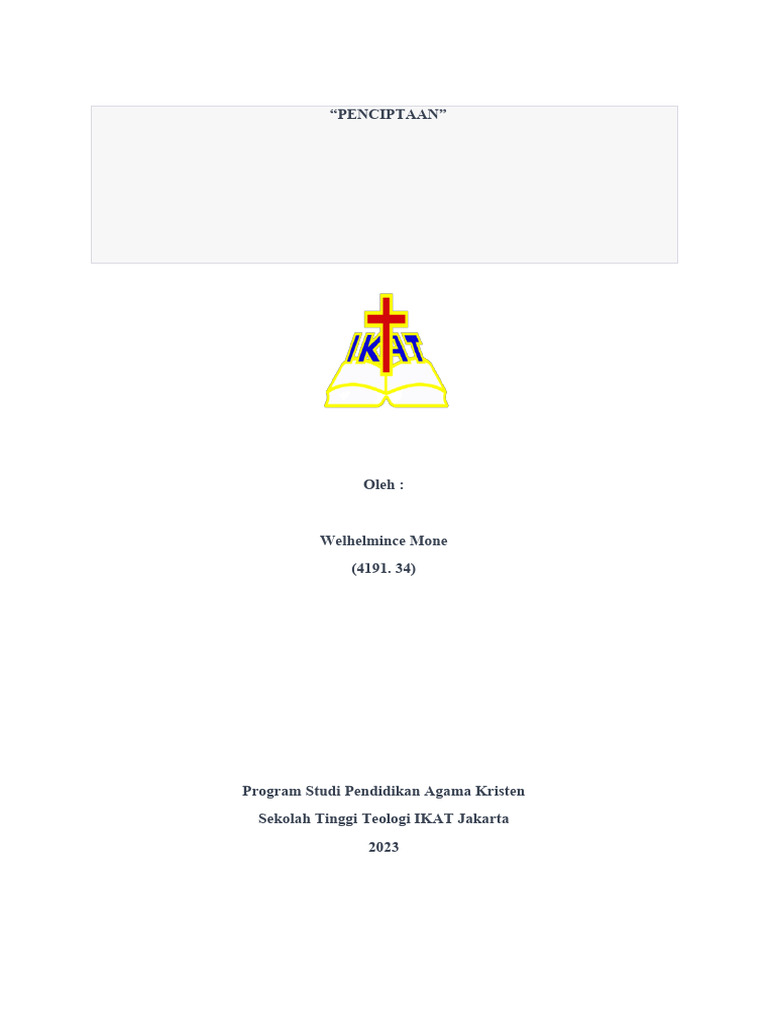 Paper Ibu Weli TTG Penciptaan | PDF