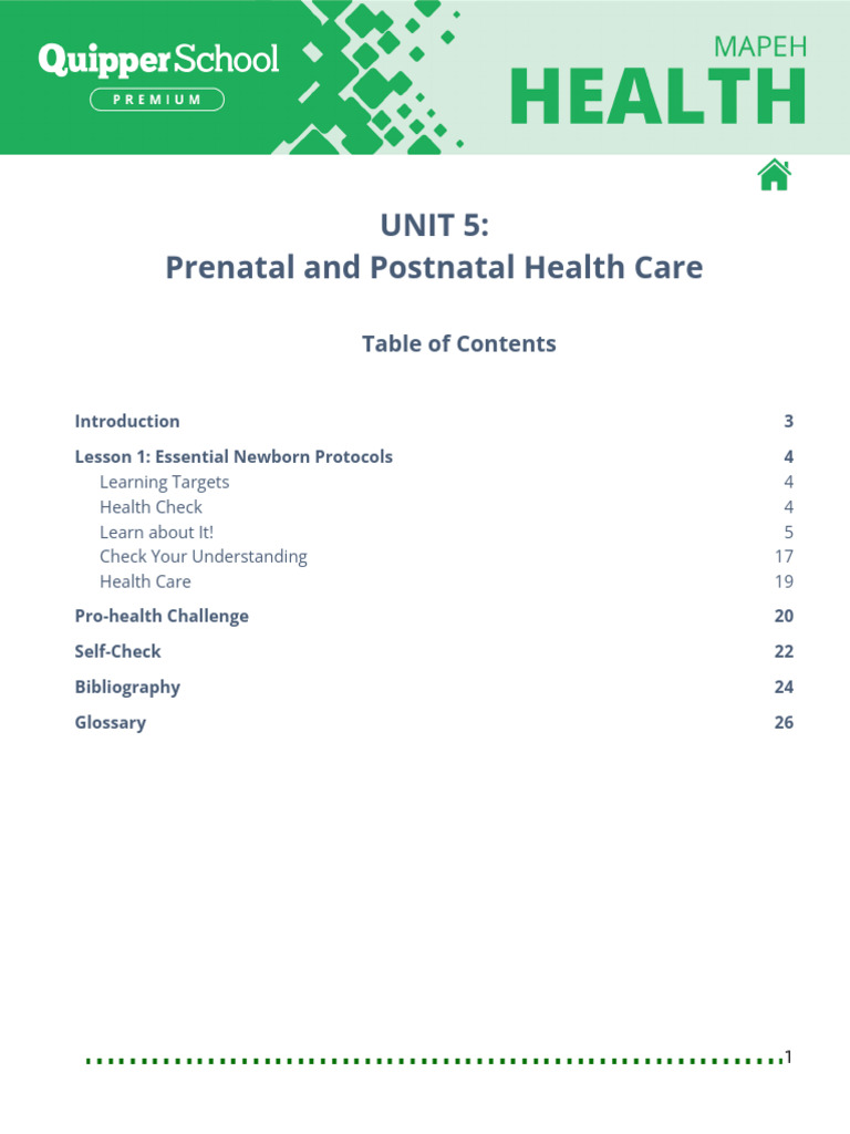 Final - Health 8.5 - Prenatal and Postnatal Health Care, 1 Lesson | PDF ...