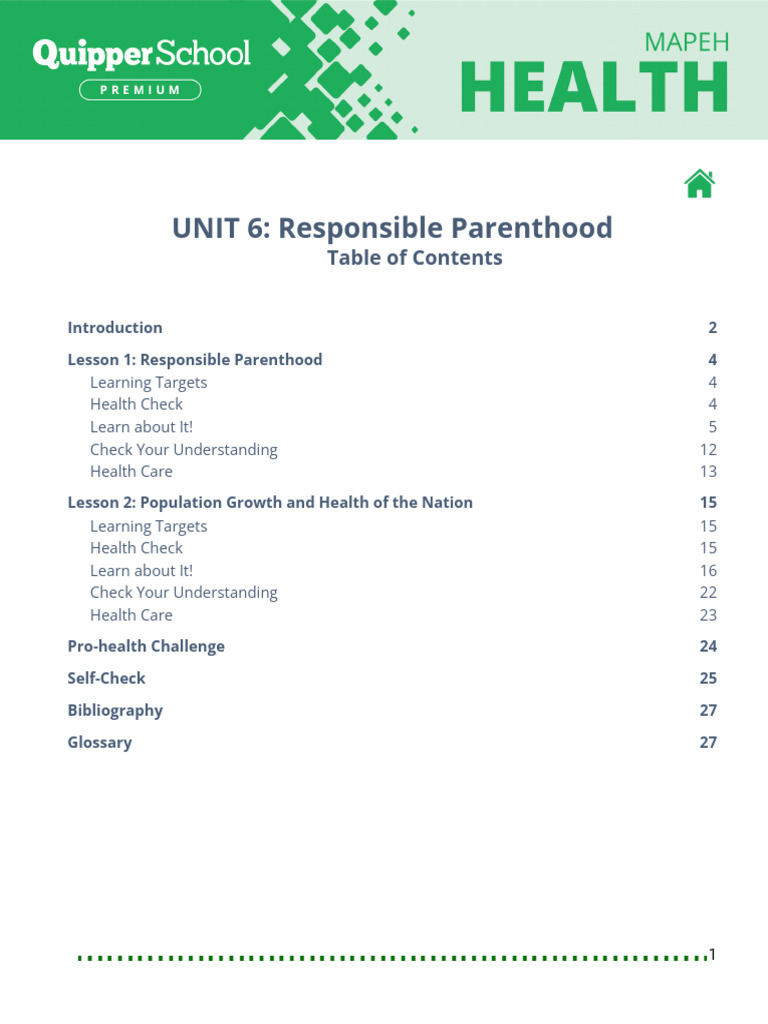 Final - Health 8.6 - Responsible Parenthood, 2 Lessons | PDF | Birth ...