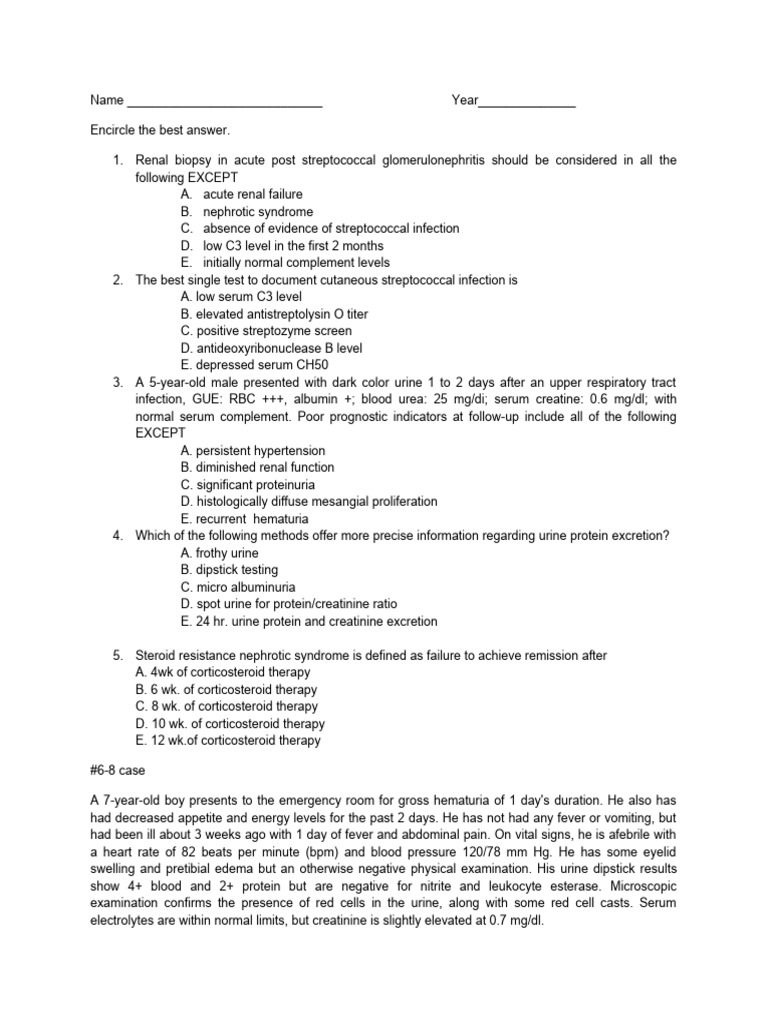 9.13.23 Pediatric Nephrology | PDF | Creatinine | Internal Medicine