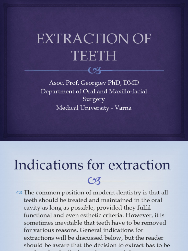 Lecture 13 - Extraction of Tooth | PDF | Dental Anatomy | Health Care
