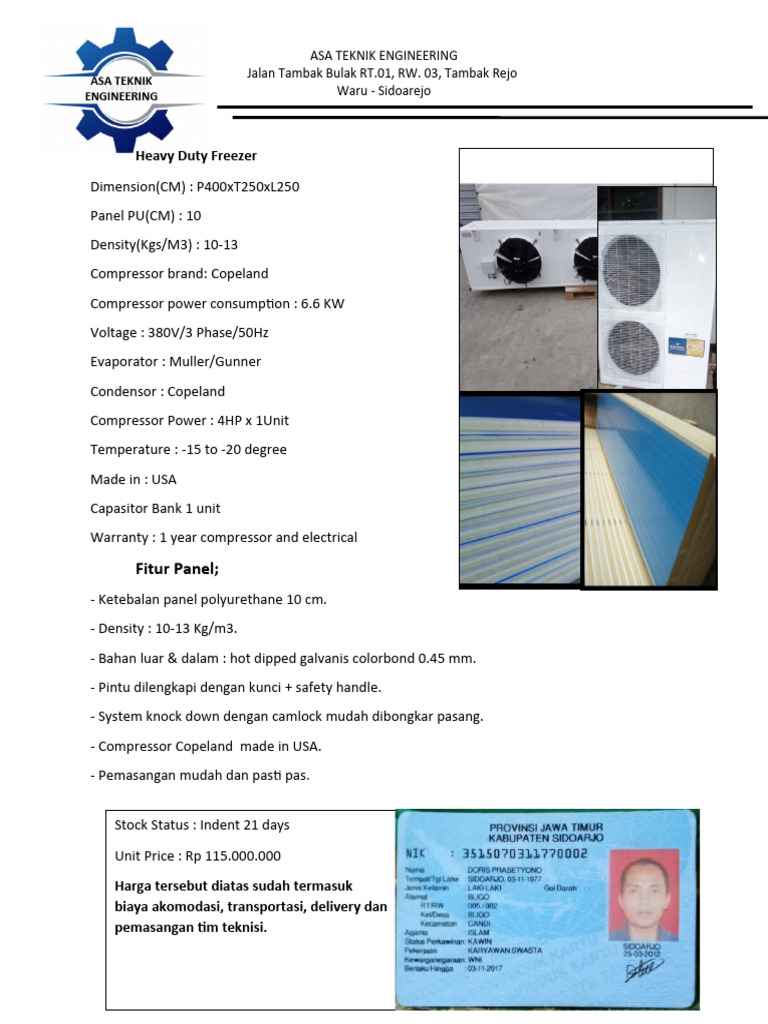 Heavy Duty Freezer Specifications | PDF